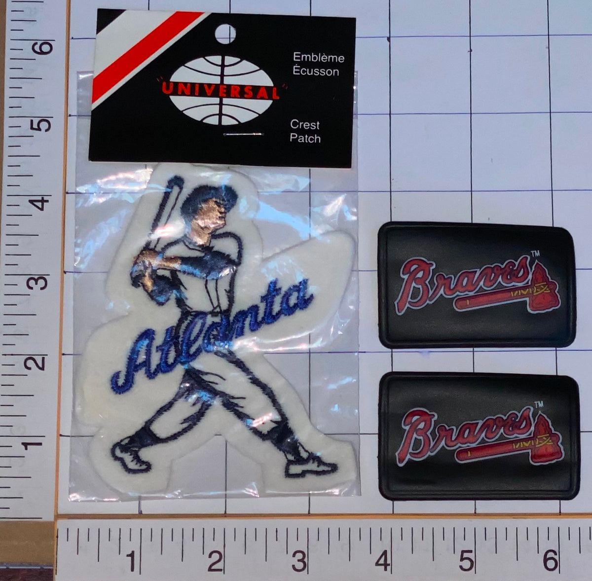 3 RARE VINTAGE ATLANTA BRAVES MLB BASEBALL CREST VINYL PATCH LOT ...