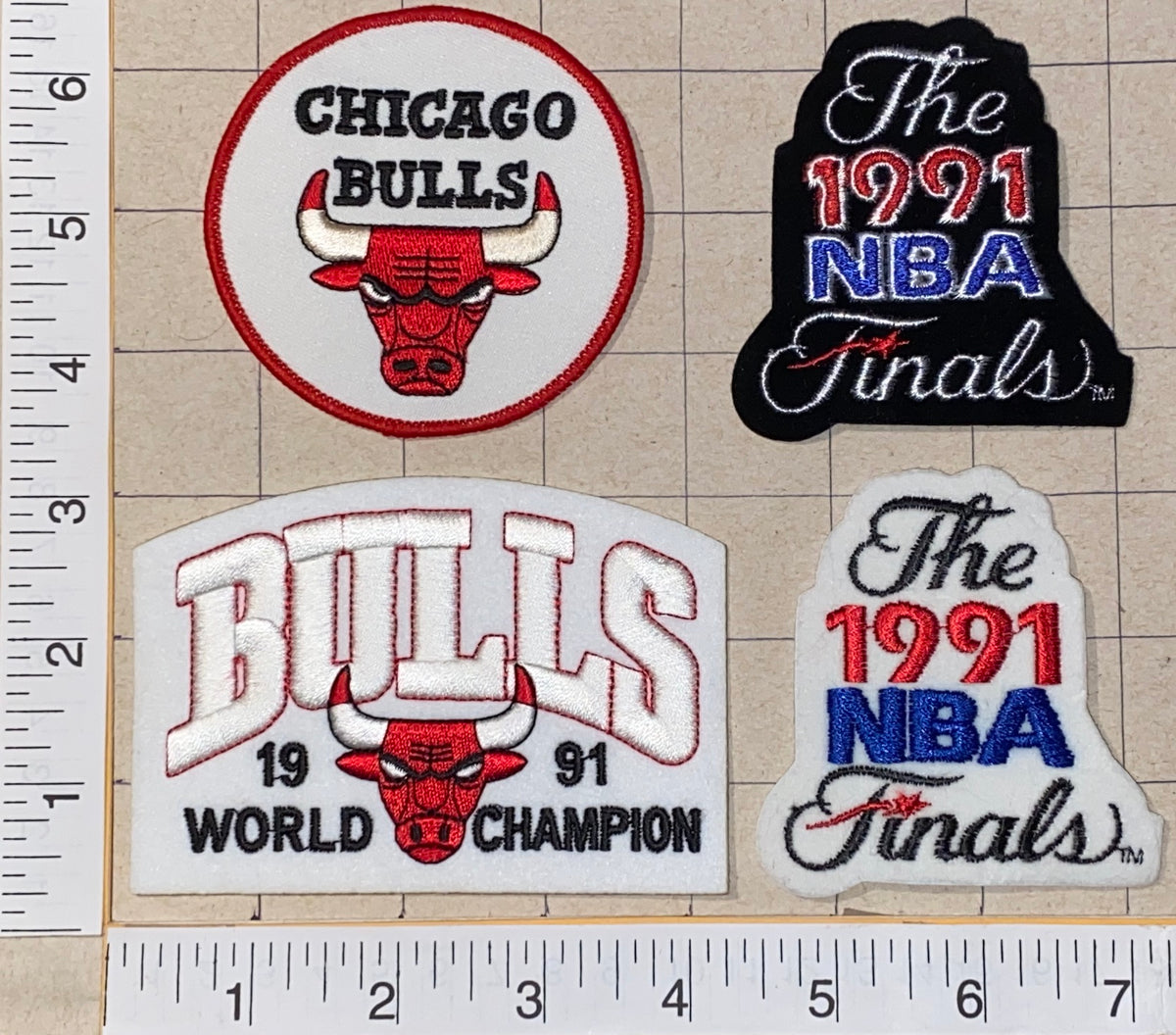 4 CHICAGO BULLS 1991 NBA BASKETBALL CHAMPIONS CREST PATCH LOT – UNITED ...