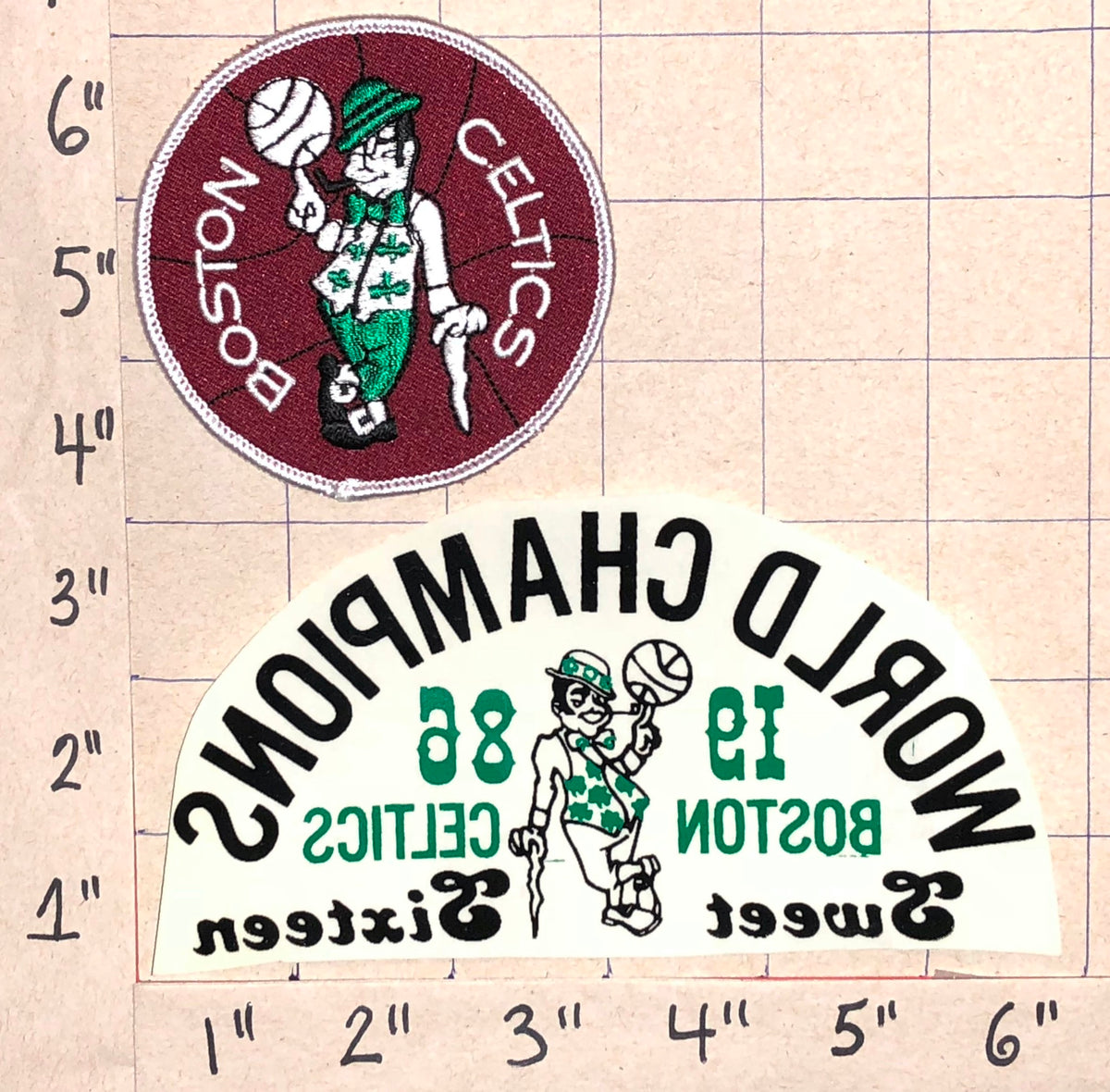 BOSTON CELTICS NBA BASKETBALL 1986 WORLD CHAMPIONS CREST PATCH & TRANS ...