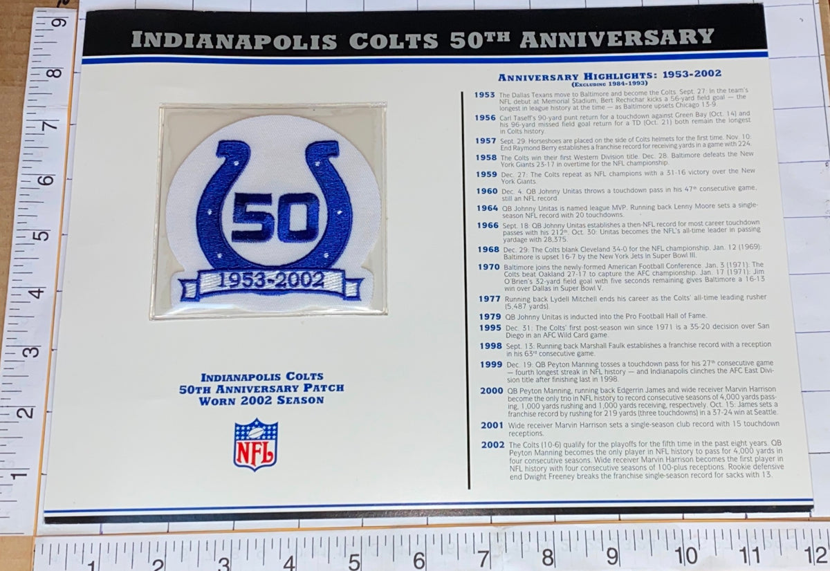 INDIANAPOLIS COLTS 50TH ANNIVERSARY NFL FOOTBALL WILLABEE & WARD STAT ...