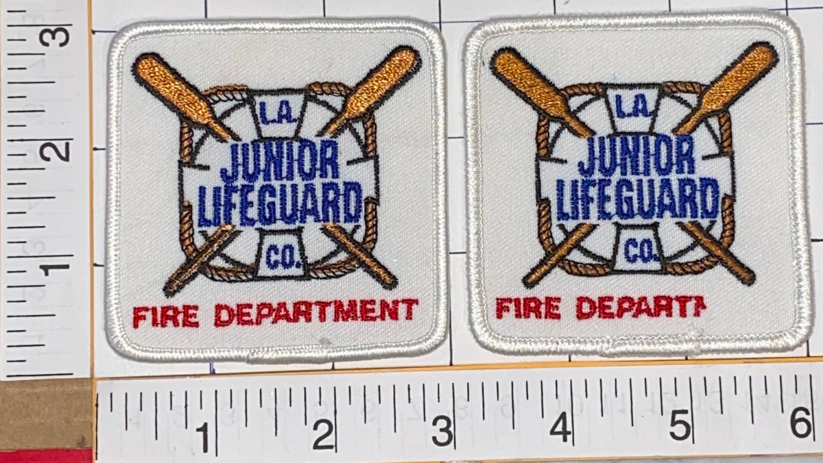 2 LA LOS ANGELES JUNIOR LIFEGUARD FIRE DEPARTMENT CREST PATCH LOT ...