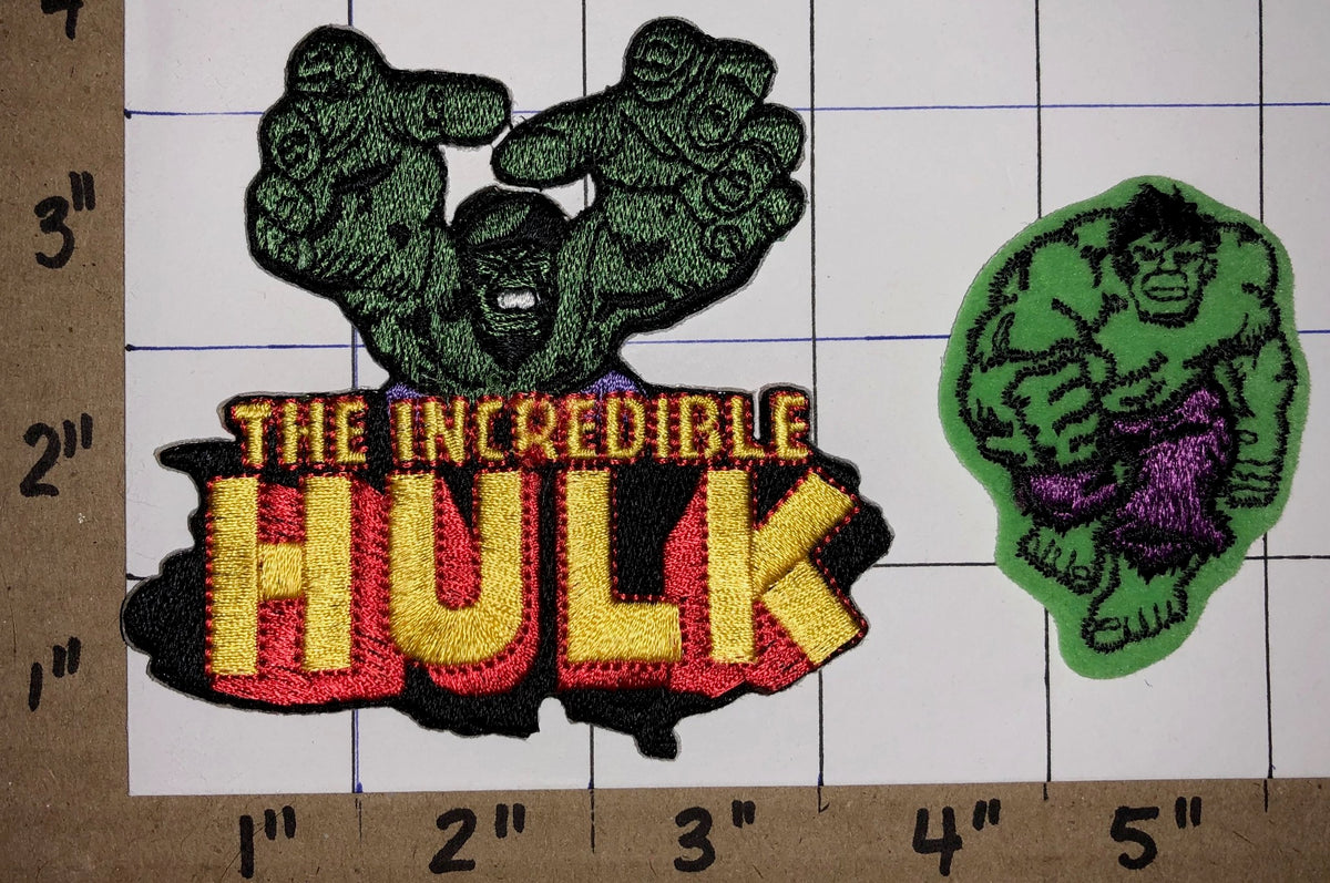 2 RARE THE INCREDIBLE HULK SUPER HEROS MARVEL GREEN EMBLEM CREST PATCH ...