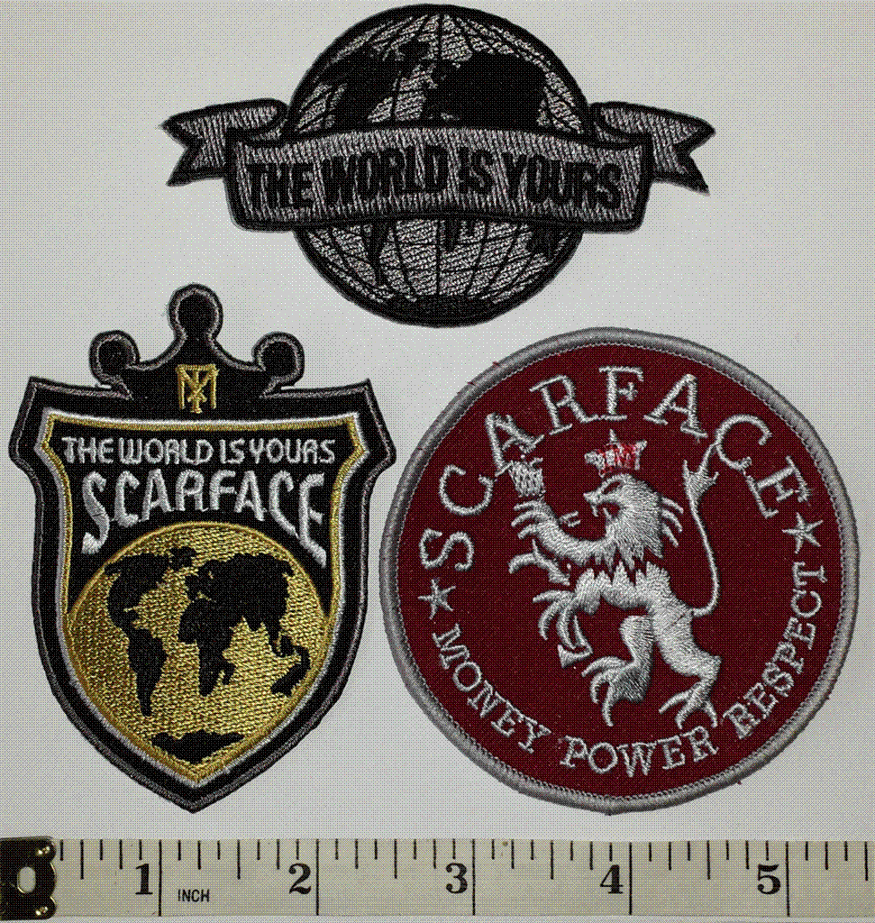 3 SCARFACE TONY MONTANA AL PACINO THE WORLD IS YOURS CREST EMBLEM PATC ...
