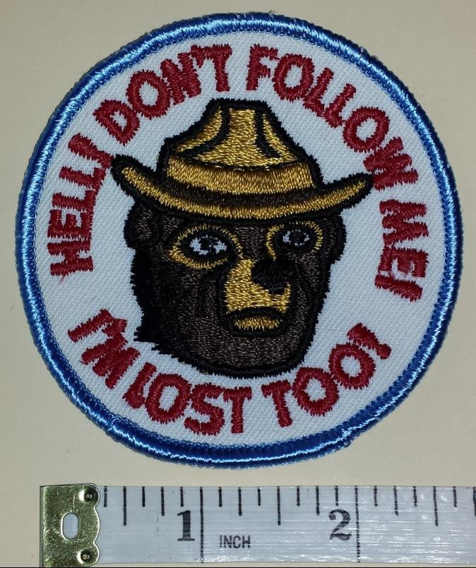 1 VINTAGE SMOKEY THE BEAR FIRE FIGHTING FOREST DON'T FOLLOW ME CREST P ...