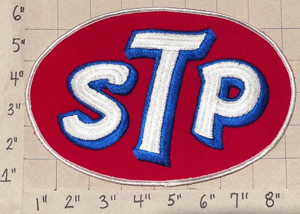 1 VINTAGE HUGE STP GAS & MOTOR OIL FUEL CLEANING SYSTEM CREST EMBLEM P ...