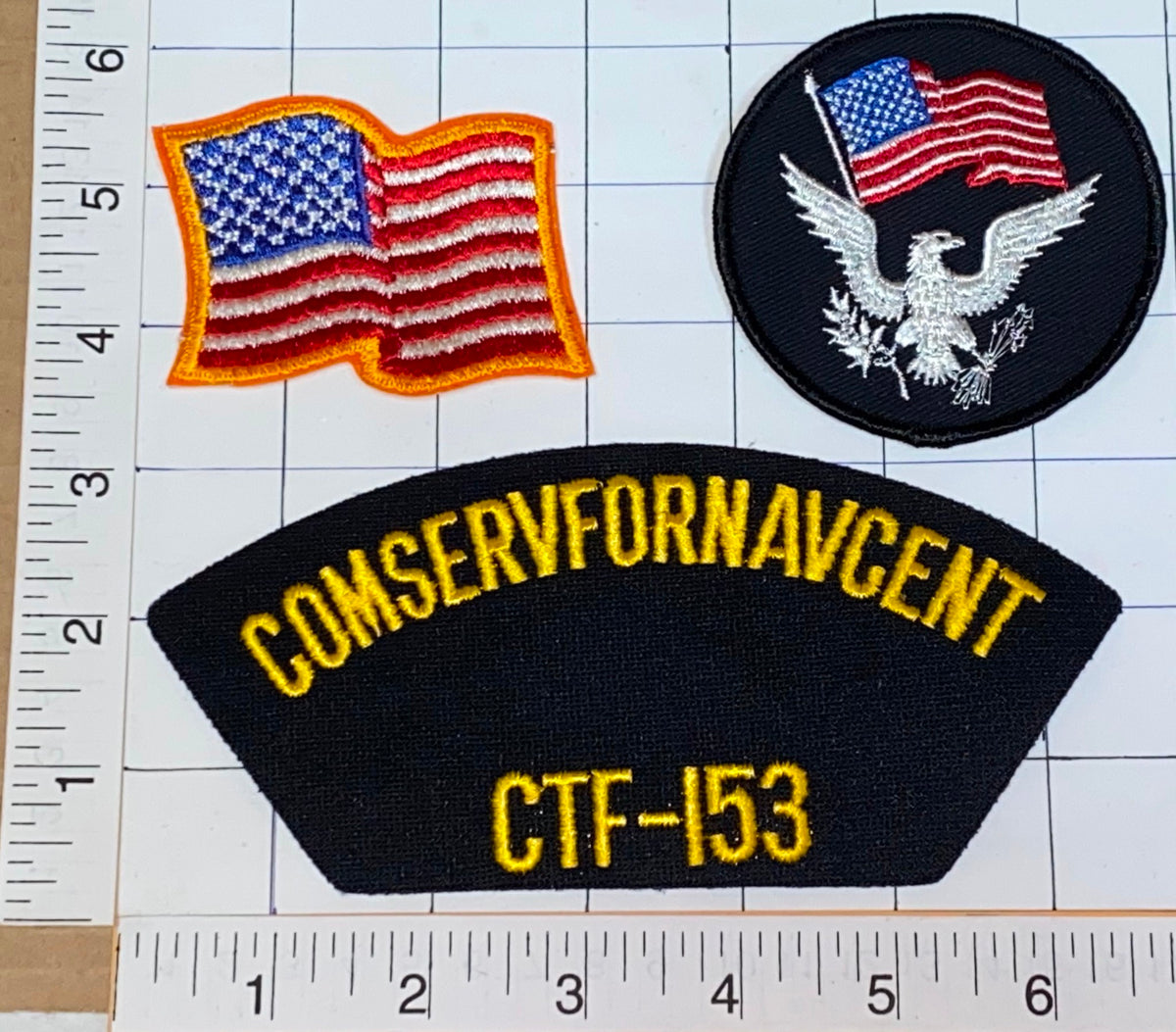 3 VINTAGE COMSERVFORNAVCENT CTF-153 US NAVY NAVAL EMBLEM CREST PATCH L ...
