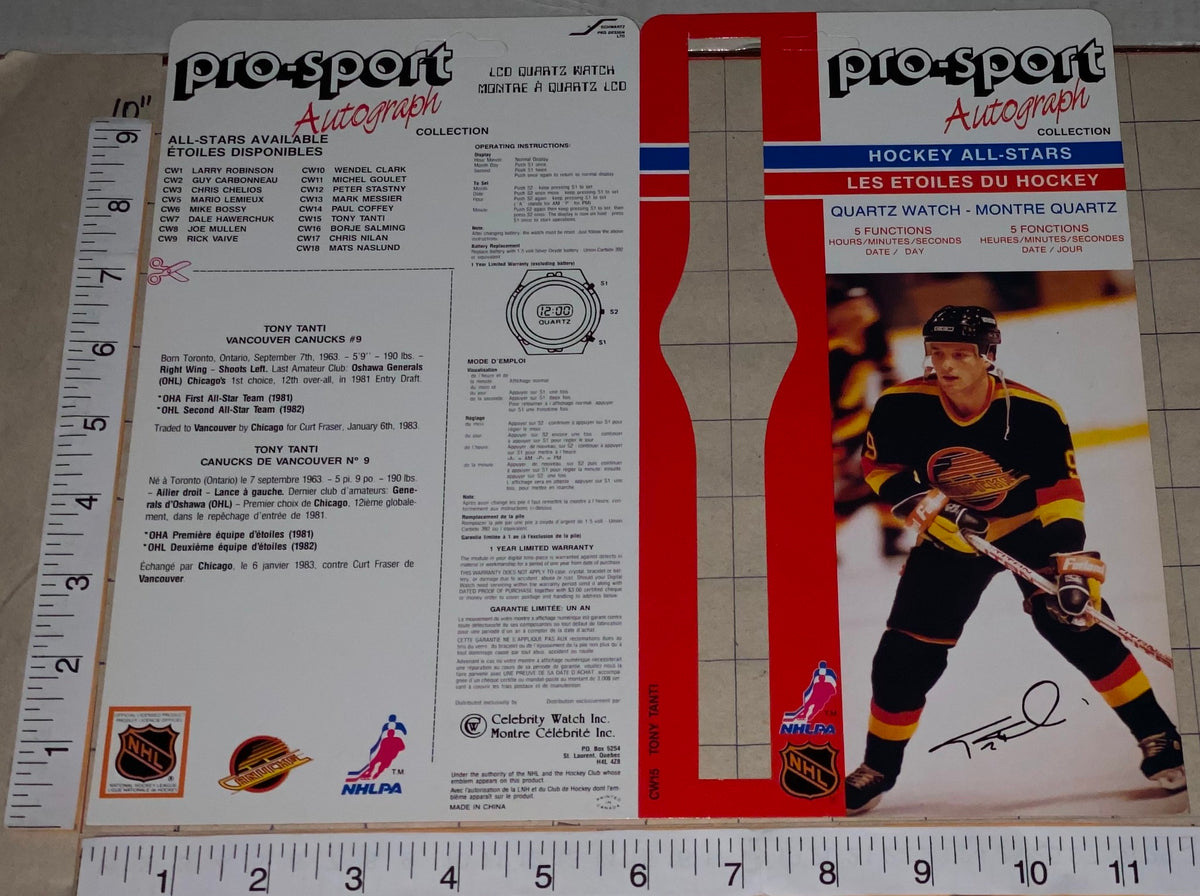 1986 TONY TANTI VANCOUVER CANUCKS OFFICIAL PRO-SPORT AUTOGRAPH NHL HOC ...